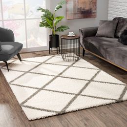 Hochflor-Teppich Sanat "Madrid", beige (creme), B:80cm H:30mm L:150cm, Kunstfaser, Teppiche, Hochflor-Teppich, Wohnzimmer, Langflor, Shaggy Teppich