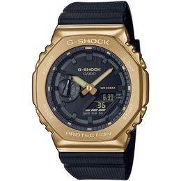 Chronograph Casio G-SHOCK, schwarz (schwarz, goldfarben), Armbanduhren, Herren, Chronograph, Quarzuhr,Armbanduhr,Herrenuhr,digital, bis 20 bar wasserd.Resinarmband