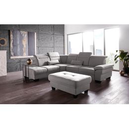 Ecksofa Home Affaire "Cornwall L-Form", grau, B:283cm H:84cm T:253cm, Struktur fein (100% Polyester);Luxus-Microfaser weich (90% Polyester, 10% Polyamid), Sofas, Ecksofa, incl. Sitztiefenverstellung, mit Bettfunktion und Kopfteilverstellung