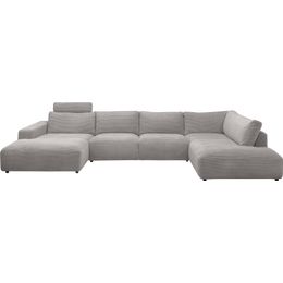 Wohnlandschaft Musterring "Lucia U-Form", grau, B:434cm H:81cm T:204cm, Sofas, Wohnlandschaft, Verschiedene Farben, Cord-Bezug, Gesamtbreite 434 cm