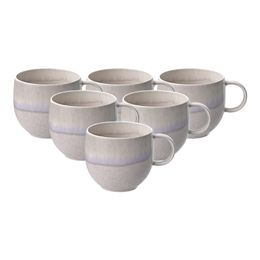 Becher "Henkelbecher Perlemor Sand 290 ml 6er Set beige", beige, 6 tlg., Porzellan, LIKE. BY VILLEROY & BOCH, Trinkgef&auml;&szlig;e, Becher