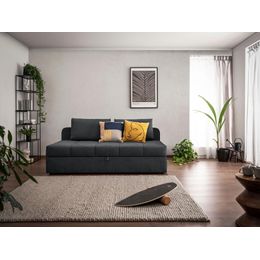 Schlafsofa Alina "Marla", grau (basaltgrau eqe 129), B:201cm H:73cm T:95cm, Chenille EQE (100% Polyester), Sofas, Schlafsofa, inkl. Stauraum und 2 R&uuml;ckenkissen