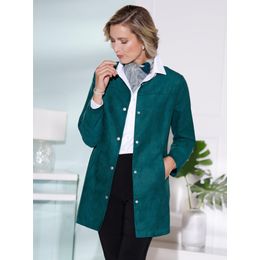 Longblazer Classic Basics "Longblazer", Damen, Gr. 48, blau (petrol), 100% Polyester, Blazer Longblazer