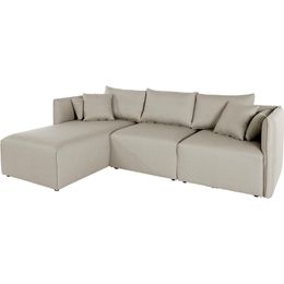 Ecksofa OTTO HOME "N&ouml;re L-Form", beige, B:262cm H:74cm T:172cm, Samtoptik (100% Polyester);Struktur (100% Polypropylene);Webstoff (100% Polyester);Struktur fein (100% Polyester);Luxus-Microfaser Lederoptik (100% Polyester);Baumwoll-/Leinenmix (60% Baumwolle/40% Leinen), Sofas, Ecksofa, 3 Teile, in vielen Bezugsqualit&auml;ten und Farben. Modulteile s. "N&ouml;re"