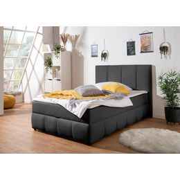Boxbett OTTO HOME "Hartley inkl. Bettkasten und Topper, auch in &Uuml;berl&auml;nge erh&auml;ltlich", schwarz, B:132cm L:210cm, Komplettbetten, Boxbett, wahlweise mit Bonnell- oder TTFK-Matratze in H2, H3 o. H4 erh&auml;ltlich