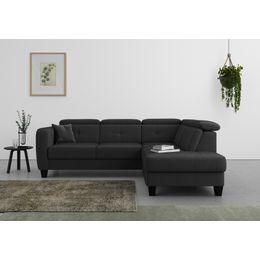 Sit & More Ecksofa SIT & MORE "Belluci L-Form", schwarz, B:249cm H:85cm T:195cm, Sofas, Ecksofa, inklusive Federkern, wahlweise mit Bettfunktion und Bettkasten