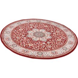 Wollteppich Theko "Dolna - 859", rot, B:133cm H:10mm L:133cm &Oslash;:133cm, Schurwolle, Teppiche, Wollteppich, Kurzflor, reine Wolle, Orient-Optik