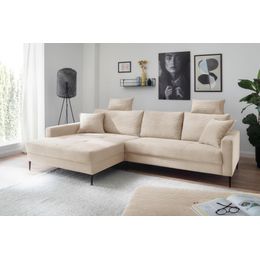 Ecksofa TRENDS BY HG "Summer L-Form", beige (cream), B:278cm H:86cm T:174cm, Sofas, Ecksofa, in Cord-Stoff mit Metallfu&szlig;