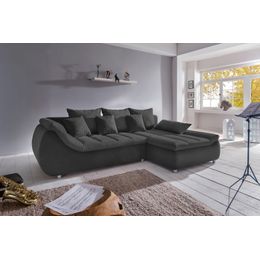 Ecksofa Home Affaire "Imola, bequem, aktuelle Steppung im Sitz, L-Form, Breite 270cm", schwarz, B:270cm H:90cm T:170cm, Microfaser PRIMABELLE (100% Polyester) / Struktur (82% Polyester, 9% Viscose, 7% Baumwolle, 2% Nylon);Kunstleder SOFTLUX / Struktur (82% Polyester, 9% Viscose, 7% Baumwolle, 2% Nylon), Sofas, Ecksofa, wahlweise mit Bettfunktion