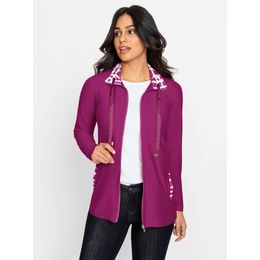 Shirtjacke Inspirationen "Shirtjacke", Damen, Gr. 46, lila (magenta, ecru, gemustert), 92% Polyester, 8% Elasthan, gemustert, mehrfarbig, unifarben, Shirts Shirtjacke