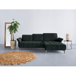 Ecksofa Home Affaire "Fresh L-Form", gr&uuml;n (dunkelgr&uuml;n), B:281cm H:79cm T:185cm, 100% Polyester, Sofas, Ecksofa, Federkern, wahlweise Kopfteilverstellung und motorischer Vorziehsitz