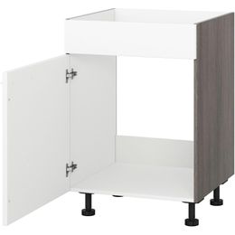Sp&uuml;lenunterschrank KOCHSTATION "KS-Trea SPBL50", wei&szlig; (wei&szlig;, eichefarben grau), B:50cm H:75cm T:56cm, Schr&auml;nke, Sp&uuml;lenunterschrank, Breite 50 cm, H&ouml;he 75 cm