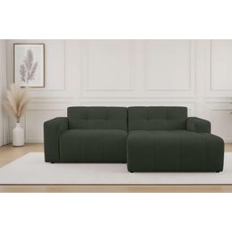 Ecksofa OTTO HOME "Tapley", gr&uuml;n, B:221cm H:73cm T:154cm, 100% polyester, Sofas, Ecksofa, Breite 221 cm,Boucle, Struktur fein, mit Knopfsteppung, bodentief