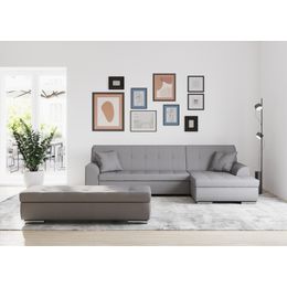 Ecksofa DOMO collection "Treviso viele Bez&uuml;ge, auch in Cord, L-Form, B/T/H: 267/80/83 cm", grau (dunkelgrau), B:267cm H:83cm T:178cm, 95% Polyester, 5% Polyamid, Sofas, Ecksofa, mit Bettfunktion, inkl. Zierkissen, Unser Dauertiefpreis