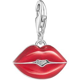 Charm-Einh&auml;nger Thomas Sabo "roter Kussmund", bunt (silberfarben, rot), Charms, Damen, Silber 925 (recycelt), Charm-Einh&auml;nger
