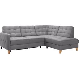 Ecksofa exxpo - SOFA FASHION "Elio, kompakt & bequem, zeitloses Design, Breite 228cm, L-Form", grau (delphin), B:228cm H:84cm T:174cm, Sofas, Ecksofa, wahlweise mit Bettfunktion und Bettkasten