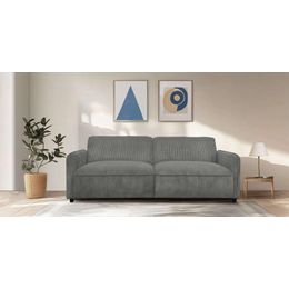 3-Sitzer DOREL HOME "Allie Curved Schlafsofa 209 cm", grau, B:209cm H:80cm T:91cm, 90% Polyester, 10% Nylon, Sofas, 3-Sitzer, Bettfunktion (110/190), verstellbare R&uuml;ckenlehne, Cord u. Velours