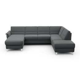 Sit & More Wohnlandschaft SIT & MORE "Palmera U-Form, B: 308 cm", grau (anthrazit), B:308cm H:89cm T:212cm, 100% Polyester, Sofas, Wohnlandschaft, optional Bettfunktion & Bettkasten, Federkern