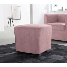 Hocker Home Affaire "Bob", rosa (flamingo), B:46cm H:43cm T:46cm, Luxus-Microfaser (92% Polyester, 8% Nylon);Struktur fein ( 100% Polyester);Struktur in Chenille-Optik (30% Polyester, 70% Polyacryl);Chenillestruktur (40% Polyester, 60% Polyacryl), Hocker, Hocker