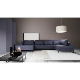 Wohnlandschaft Trendmanufaktur "Luzi, gem&uuml;tliches Sofa, extra viel Platz, viele Kissen", blau (moonlight ocean), B:361cm H:80cm T:203cm, 100% Polyester, Sofas, Wohnlandschaft, Designsofa mit tollem Sitzkomfort, Metallf&uuml;&szlig;e schwarz, Breite 361 cm