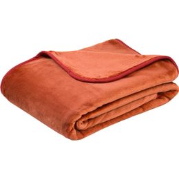 G&ouml;zze Wohndecke G&Ouml;ZZE "Premium Cashmere Feeling", braun (zimt), B:130cm L:170cm, Polyester, Wohndecken, Wohndecke, mit premium Cashmere Feeling, Kuscheldecke