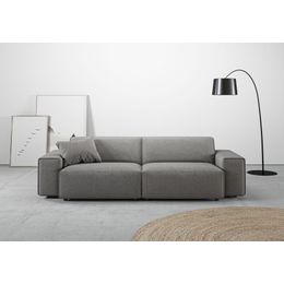 Big-Sofa Home Affaire "Glimminge auch in Breitcord, Feincord + Easy care-Bezug", grau, B:254cm H:71cm T:101cm, 100% Polyester, Sofas, Big-Sofa, besondere Kedern&auml;hte Zierkissen