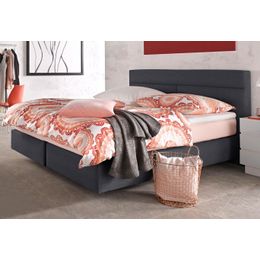 Boxspringbett, grau (dunkelgrau), B:105cm L:212cm, Bezug Kaltschaum-Topper: 100% Polyester, beidseitig mit Klimafaser versteppt. Abnehmbar und bei 40 C waschbar.;Bezug Kopfteil und seitliche Unterboxen: feiner Strukturstoff aus 77% Polyester, 23% Viskose.;Bezug Obermatratze: 100% Polyester, Westfalia Schlafkomfort, Komplettbetten, Boxspringbett
