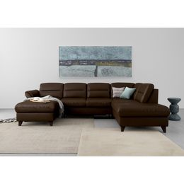 Sit & More Wohnlandschaft SIT & MORE "Mellum U-Form", braun (mocca), B:306cm H:87cm T:212cm, 100% Polyester, Sofas, Wohnlandschaft, Federkern, wahlweise mit Bettfunktion, Stauraum und Armteilfunktion