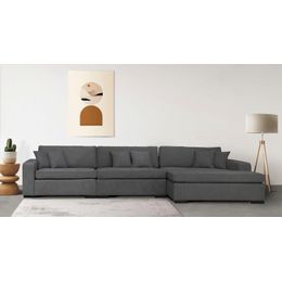 Sofa-Eckelement Home Affaire "Skara XXL L-Form", grau (dunkelgrau), B:400cm H:86cm T:190cm, 100% Polyester, Polsterelemente, Sofa-Eckelement, Lounge-Sofa XXL mit Federkern-Polsterung, in vielen Bezugsvarianten