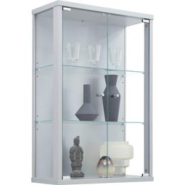 Fif M&ouml;bel Vitrine FIF M&Ouml;BEL "OPTIMA", silber, B:56cm H:82cm T:25,2cm, Holzwerkstoff, Sicherheitsglas ESG, Schr&auml;nke, Vitrine, H&auml;ngevitrine/Glasvitrine 2x Glast&uuml;r,perfekt f&uuml;r Sammler,Sammlervitrine