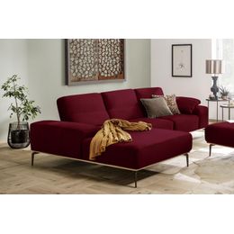 Ecksofa W.Schillig "run, Designsofa mit tollem Sitzkomfort, L-Form", rot (merlot w82), B:299cm H:88cm T:178cm, Longlife Xtra-Leder Z73: Naturwalkleder der Luxusklasse aus den erlesensten Rohh&auml;uten. Hautst&auml;rke 1, 1 &ndash; 1, 3 mm;ROHLEDER Jacquard-Flachgewebe Q2 W60 (63% Polyester, 37% Polyacryl);ROHLEDER Chenille-Flachgewebe Q2 W77 (68% Polyacryl, 32% Polyester);Stoff S37 (100% Polyester), Sofas, Eckso