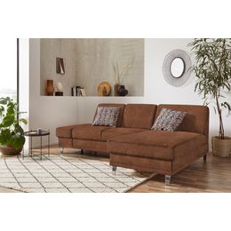 Sit & More Ecksofa SIT & MORE "Clio L-Form", braun (cognac), B:246cm H:89cm T:165cm, Sofas, Ecksofa, wahlweise mit Bettfunktion oder Vorziehsitz und Bettkasten, Federkern