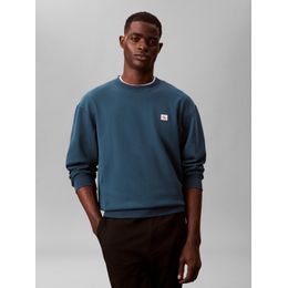 Sweatshirt Calvin Klein Jeans "400GSM TRRY BDG CRWN", Herren, Gr. XXL, navy teal, Sweatware, Obermaterial: 100% Baumwolle, l&auml;ssig geschnitten normal, Rundhals, B&uuml;ndchen, Sweatshirts Sweatshirt, Mit Rundhalsausschnitt