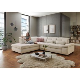 Ecksofa DIE PLANBAR "MP-IN16012 L-Form mit Federkern-Polsterung", beige (natur), B:312cm H:85cm T:260cm, 85% Polyester;15% Nylon, Sofas, Ecksofa, inkl. Sitztiefenverstellung, optional mit Funktionen