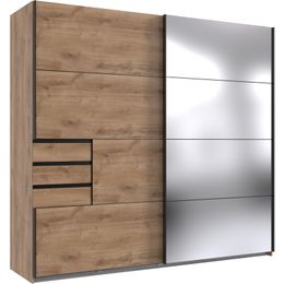 Schwebet&uuml;renschrank wimex "Saigon", schwarz (plankeneiche, schwarz), B:225cm H:208cm T:64cm, Holzwerkstoff, Schr&auml;nke, Schwebet&uuml;renschrank, mit Spiegelt&uuml;r, 2 T&uuml;ren, 225cm breit