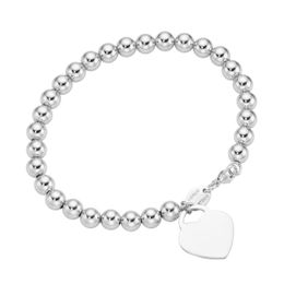 Armband "Armband Kugel Armband mit Behang Herz, Silber 925", silber, Giorgio Martello MILANO, Armb&auml;nder, Damen, Silber 925 (Sterlingsilber), Armband