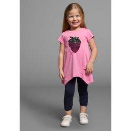 Shirt & Leggings Kidsworld "2tlg. Set T-Shirt + Leggings mit Wendepailletten", M&auml;dchen, Gr. 116/122, pink (pink, marine), Jersey, Obermaterial: 100% Baumwolle. Unterteil: 95% Baumwolle, 5% Elasthan, mehrfarbig, KOB Set-Artikel Shirt & Leggings, in 2 Farbvarianten zu tragen