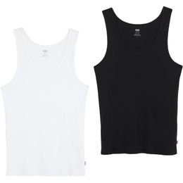 Levi's Ripptanktop LEVI'S "Pride Rib Tank - 2 Pack", Herren, Gr. XL, schwarz (schwarz marble heather, snow heather), Feinripp, Obermaterial: 100% Baumwolle, unifarben, slim fit normal, Rundhals, Tops Ripptanktop, in Schwarz und Wei&szlig;