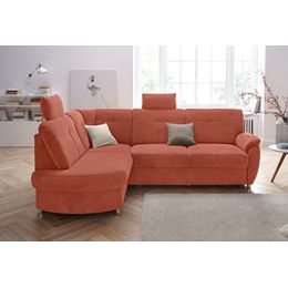 Sit & More Ecksofa SIT & MORE "Sonoma L-Form", orange (terra), B:246cm H:91cm T:176cm, Kunstleder SOFTLUX;Luxus-Microfaser ALTARA NUBUCK (100% Polyester);Luxus-Microfaser (90% Polyester, 10% Polyamid), Sofas, Ecksofa, wahlweise mit Bettfunktion und Bettkasten