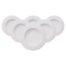 Villeroy & Boch Suppenteller VILLEROY & BOCH "Suppenteller White Pearl &oslash; 24,8 cm 6er Set wei&szlig;", wei&szlig;, Speiseteller, Suppenteller