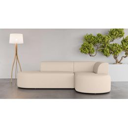 Ecksofa OTTO HOME "Ecksofa Tvinne mit Ottomane links oder rechts bestellbar", beige, B:260cm H:73cm T:170cm, 100% Polyester, Sofas, Ecksofa, L-Form, mit Wellenunterfederung, BxTxH 260x170x73 cm
