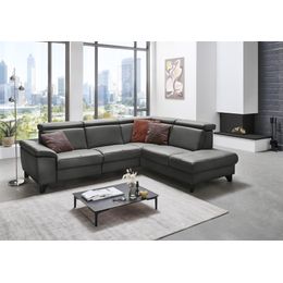 Ecksofa DIE PLANBAR "PN-EM23166 L-Form", grau (anthrazit), B:261cm H:80cm T:235cm, Sofas, Ecksofa, optional mit Kopfteilverstellung und Stauraum