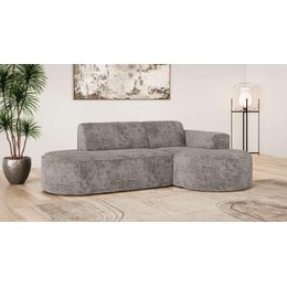 Ecksofa OTTO HOME "ADELLA Design-Sofa mit Recamiere rechts/links, 248/159/76 cm", braun, B:248cm H:76cm T:159cm, 100% Polyester, Sofas, Ecksofa, L-Form mit Wellenunterfederung, runde Form, auch in Cord