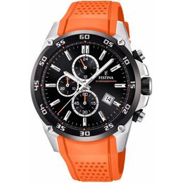 Chronograph Festina "The Originals", orange, Armbanduhren, Herren, Chronograph, Armbanduhr, Quarzuhr, Herrenuhr, Stoppfunktion, bis 10 bar wasserd.