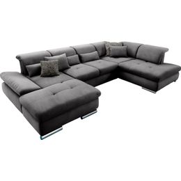 Wohnlandschaft "SO 4100 komfortable Federkernunterfederung, inkl. Kopfteilverstellung", grau (anthrazit 95), B:365cm H:80cm T:225cm, SET ONE BY Musterring, Sofas, Wohnlandschaft, wahlweise Bettfunktion und Sitztiefenverstellung, U-Form