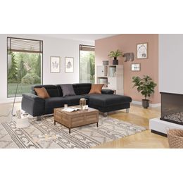 Ecksofa COTTA "Komaris L-Form, B: 244 cm", schwarz (charcoal), B:244cm H:72cm T:166cm, 88% POLYESTER (PES) 12% POLYAMID (PA), Sofas, Ecksofa, mit Kopfteilverstellung, optional Bettfunktion, Bettkasten & Licht