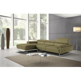 Ecksofa Egoitaliano "Malika, edel und bequem, Designsofa mit hochwertigen Bez&uuml;gen, L-Form", gr&uuml;n (pistazie), B:287cm H:94cm T:165cm, Leder &raquo;BULL&laquo; (echtes Rindsleder). Geschliffenes, pigmentiertes und behandeltes Rindsleder mit einer Dicke von 1, 3-1, 5 mm. Dieses Leder zeigt eine ziemlich weiche Hand mit einem halb undurchsichtigen Aussehen. Es handelt sich um ein gesch&uuml;tztes Leder. Eine leichte D