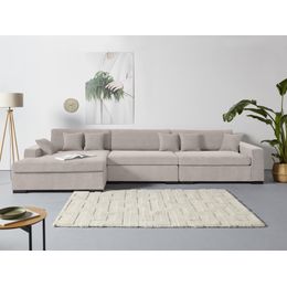 Sofa-Eckelement Home Affaire "Skara XXL L-Form", beige (natur), B:400cm H:86cm T:190cm, 100% Polyester, Polsterelemente, Sofa-Eckelement, Lounge-Sofa XXL mit Federkern-Polsterung, in vielen Bezugsvarianten