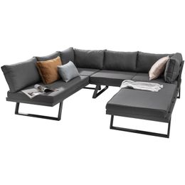 Gartenlounge-Set Destiny "MANHATTAN", grau (dunkelgrau, dunkelgrau, dunkelgrau), B:260cm T:190cm, Aluminium, PVC, Polyester, Sitzm&ouml;bel-Sets, Gartenlounge-Set, Aluminium, Textilene