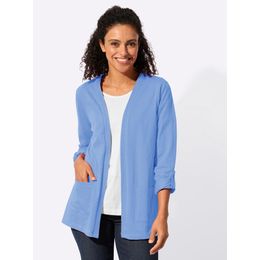 Shirtjacke Inspirationen "Shirtjacke", Damen, Gr. 52, himmelblau, 100% Baumwolle, unifarben, V-Ausschnitt, Shirts Shirtjacke